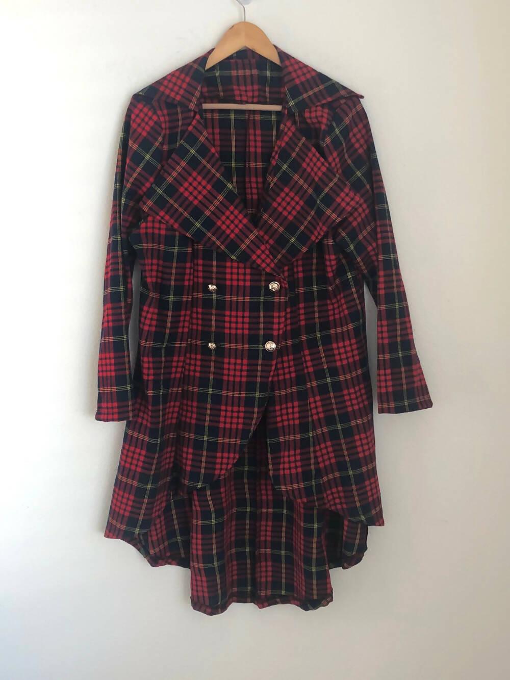 Red checker print coat – slayboo